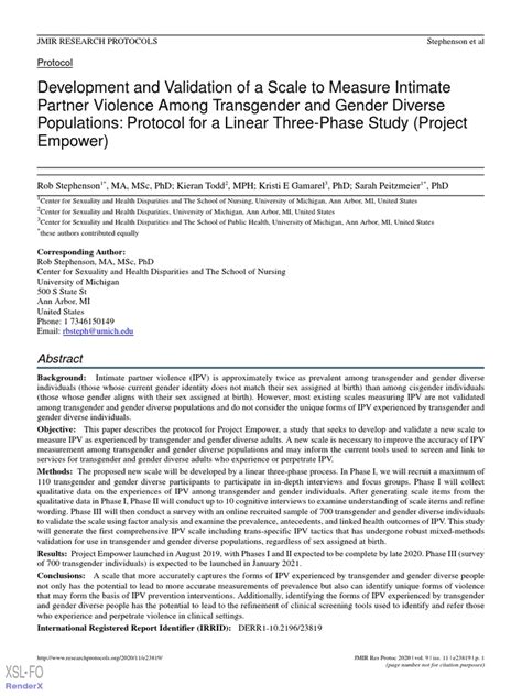 Development And Validation Of A Scale To Measure Intimate Partner Violence Among Transgender And