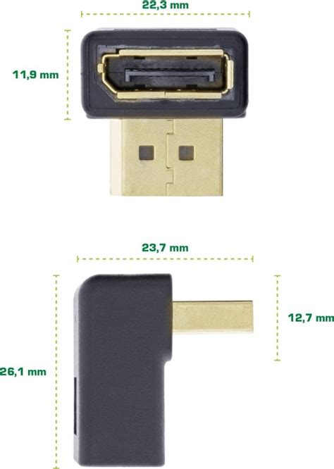 InLine DisplayPort Plug On DisplayPort Socket Adapter Bottom Angled 17199U Starting From