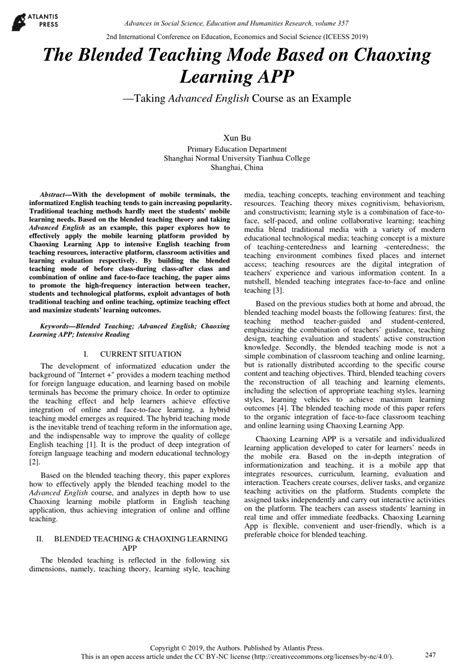 Pdf The Blended Teaching Mode Based On Chaoxing Learning App—taking Advanced English Course As