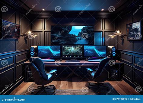 High Tech Gaming Room With Custom Built Computers Surround Sound And Virtual Reality Headsets