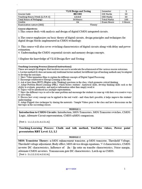 Vlsi Design And Testing Pdf Cmos Logic Gate