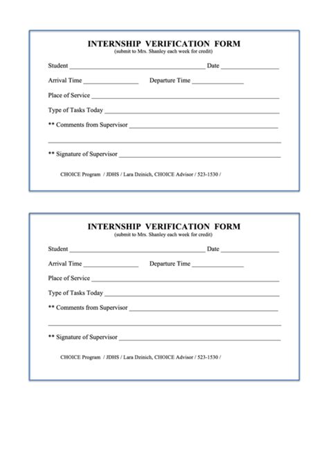 Internship Verification Form Printable Pdf Download