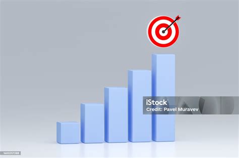 성장 차트 및 목표 달성 비즈니스 인포그래픽은 경제 지표의 성장과 목표 달성을 보여줍니다 사업 계획 실행 목표에 집중하고 성공을 달성하십시오 3d 렌더링 비즈니스 타겟에