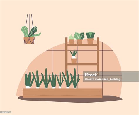 무성한 채소를 재배하기위한 온실은 통제 된 환경 조건을 포함하여 이상적인 온도를 제공합니다 0명에 대한 스톡 벡터 아트 및 기타