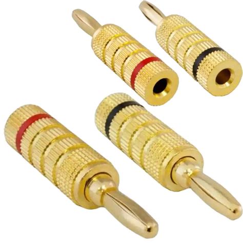Sanoxy 1 Pair Of Speaker Banana Plugs Gold Plated Closed Screw Type