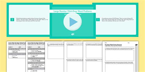 KS Reasoning SATs Practice Number Word Problems Resource