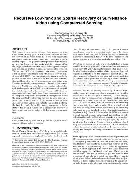 Pdf Recursive Low Rank And Sparse Recovery Of Surveillance Video