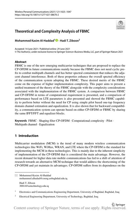 Theoretical And Complexity Analysis Of Fbmc Request Pdf