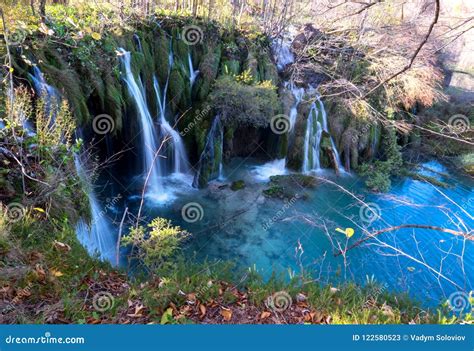 Amazing Waterfalls In Croatian Plitvice Lakes National Park Stock Image