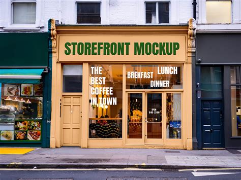 Ecke Storefront Branding Mockup Kostenlose Psd Vorlagen