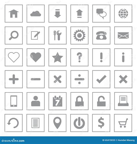 Gray Web Icon Set On Rectangle Frame Stock Vector Illustration Of Money Pictogram