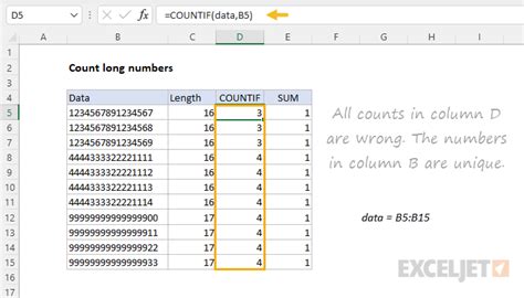 Count Long Numbers Excel Formula Exceljet
