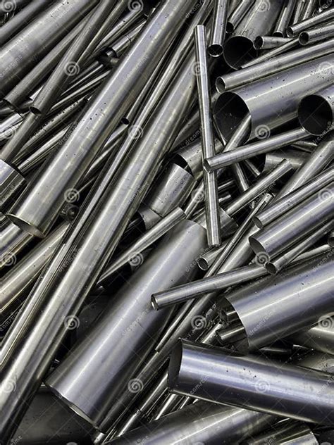 Stainless Steel Tubes And Rods In A Random Heap Ready To Be Recycled