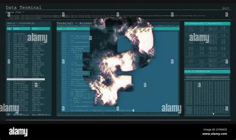 Data Terminal Screen With Encryption Code Image Over Terminal Access