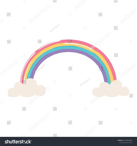 Rainbow Clouds Sky Cartoon Isolated Stock Vector Royalty Free