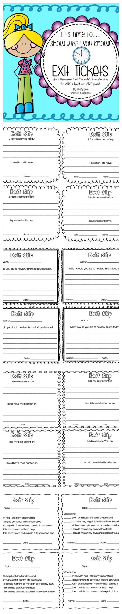 Exit Tickets For ANY Subject ANY Grade Classroom Assessment Teaching Classroom Resource