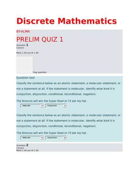 Discrete Mathematics Prelim Finals Discrete Mathematics By Alma