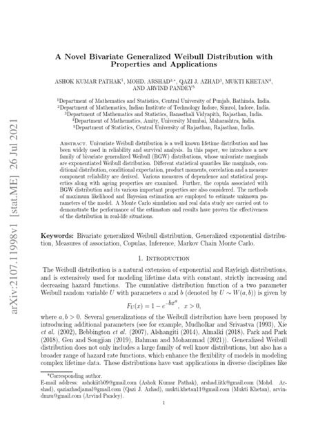 A Novel Bivariate Generalized Weibull Distribution Pdf Estimation Theory Correlation And