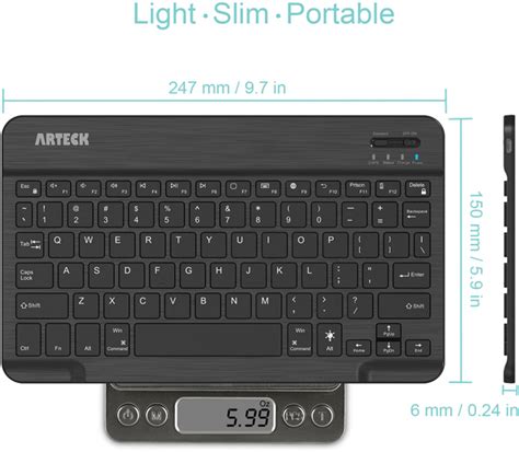 Arteck Hb030b Universal Backlit 7 Colors Ultra Light Slim Portable Wireless Bluetooth 3 0