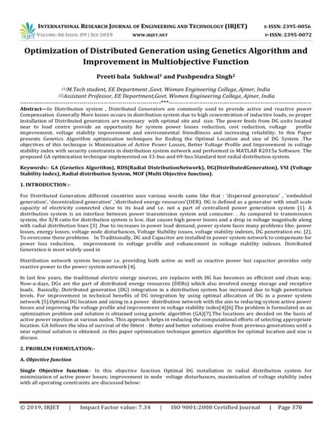 Dg Optimization Via Genetics Algorithm Research Paper