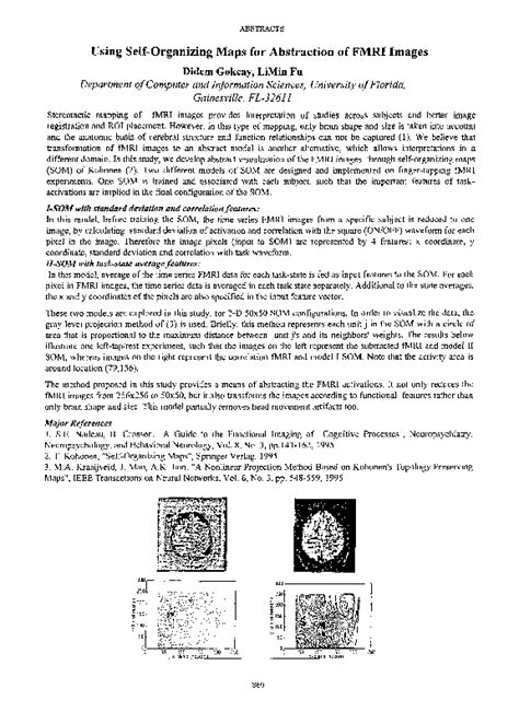 Pdf Using Self Organizing Maps For Abstraction Of Fmri Images Didem