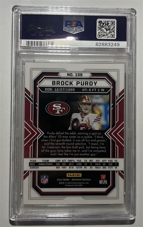 2022 Panini Obsidian Rookies 158 Brock Purdy Brock Purdy Rc For
