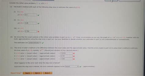 Solved A Use Euler S Method With Each Of The Following Chegg