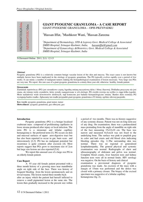 Pdf Giant Pyogenic Granuloma A Case Report