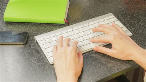 Female Hands Fast Typing On The Keyboard Stock Image Image Of Play Customer 138533281
