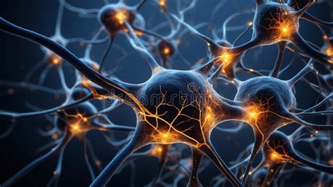 Neuron Network With Glowing Connections Representing The Brain S