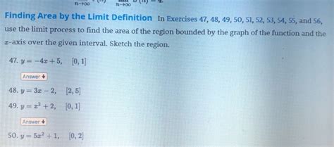 Solved N Oo Finding Area By The Limit Definition In Chegg Com