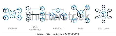 Set 5 Blockchain Icons Blockchain Block Stock Vector Royalty Free
