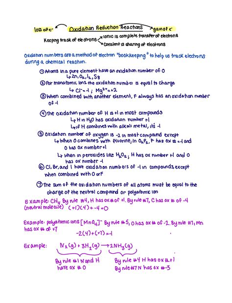 Oxidation Reduction Reactions Lossof E Oxidation Reductionreactions Gainof E Studocu