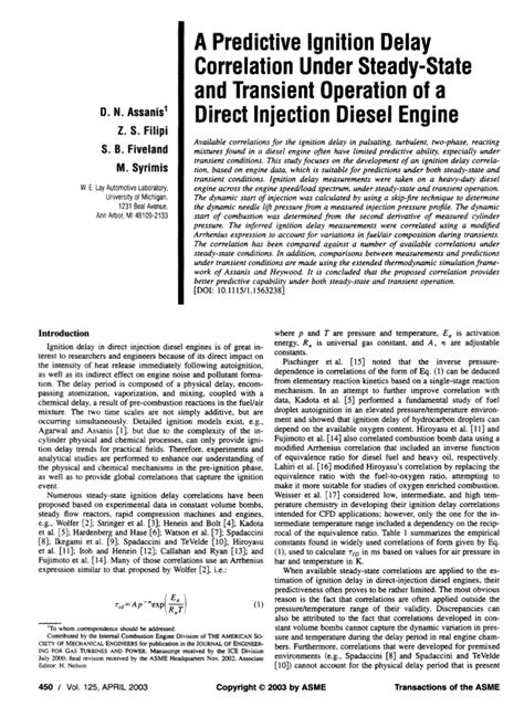 Pdf A Predictive Ignition Delay Correlation Under Steady State And