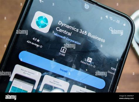 dynamics 365 business central application on smartphone screen