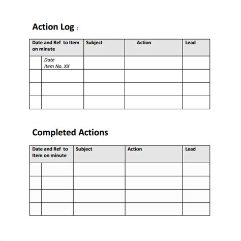 FREE 8 Sample Action Log Templates In PDF