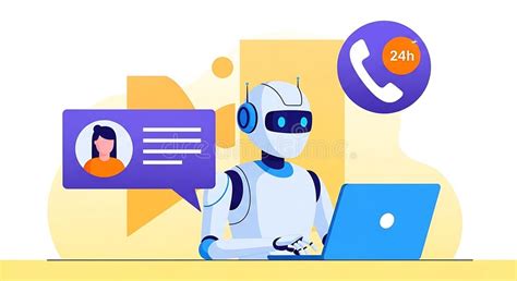 Robot Assistant Providing Customer Service And Support With A Laptop