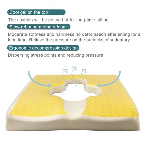 Dopho Waterproof Memory Foam Gel Seat Cushion Washable Prevent Bedsore