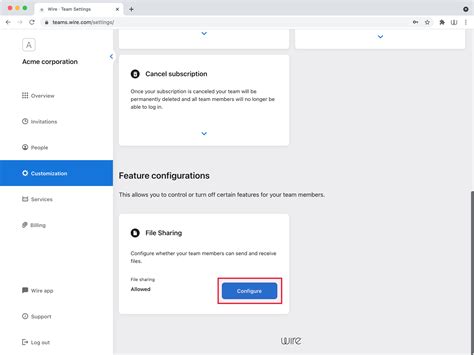 Restrict File Sharing For Your Team Wire Support