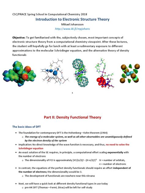 Dft Lectures Pdf Density Functional Theory Scientific Theories