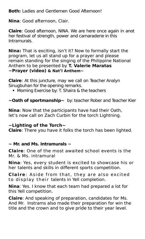 Script Both Ladies And Gentlemen Good Afternoon Nina Good Afternoon Clair Claire Good