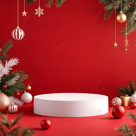 연단 무대 장식품과 크리스마스 빨간색 배경 크리스마스 연단 무대 흰색 연단 배경 일러스트 및 사진 무료 다운로드 Pngtree