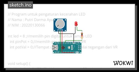 Program Untuk Mengatur Kecerahan Led Wokwi Arduino Nano Wokwi Esp32