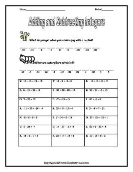 Adding And Subtracting Integers Worksheet K5