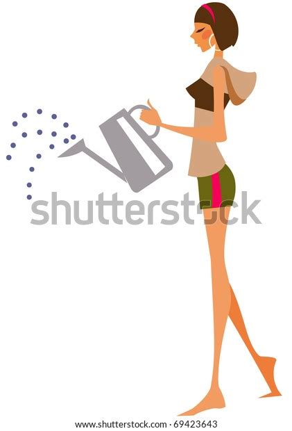 Sexy Girl Watering Stock Vector Royalty Free
