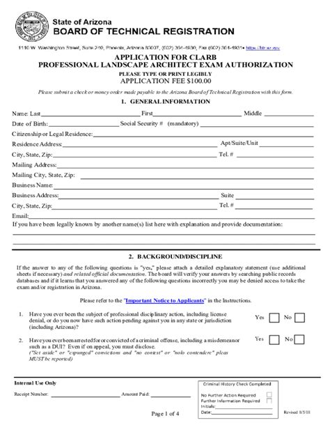 Fillable Online Fillable Application For Landscape Architecture License By Exam Fax Email Print