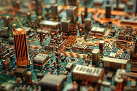 Electronic Circuit Board Showing Connections And Components Premium Ai Generated Image