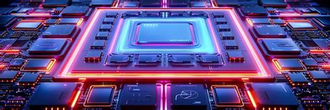 Premium Photo Hightech Processor Gleaming With Neon Blue Core Of Futuristic Computing On A