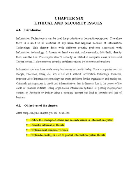 Mis Chapter Six New About Information System Chapter Six Ethical And Security Issues 6
