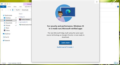 Initial Notification Of Microsoft S Mode For Security And Performance Windows 10 In S Mode Runs